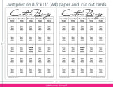Custom Bingo Set - Black and White Printable Game Cards – Littlehammer ...