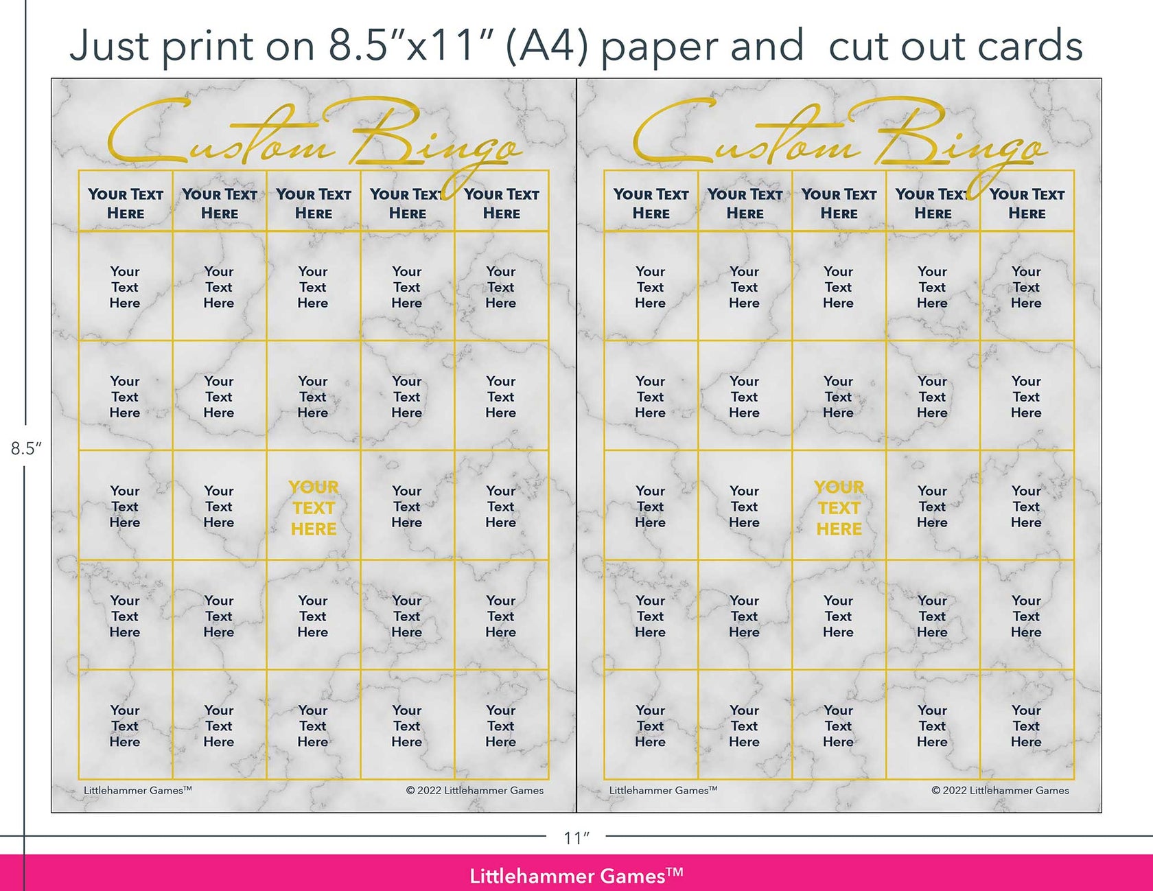 Custom Bingo Set - Gold Marble Printable Game Cards – Littlehammer Games